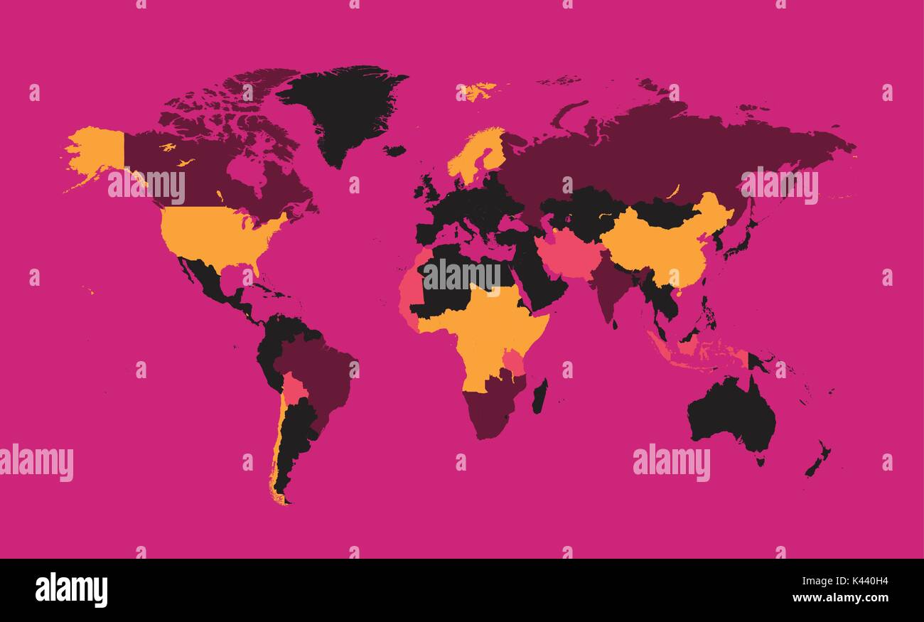 World map pink flat design Stock Vector Images - Alamy