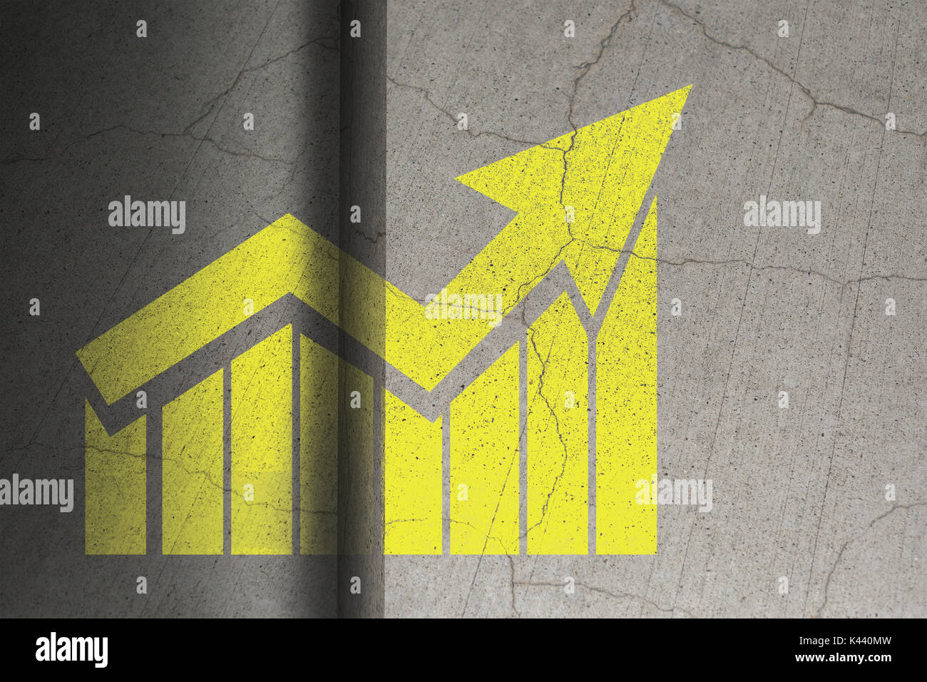 Graph and arrow against overhead view of steps Stock Photo - Alamy