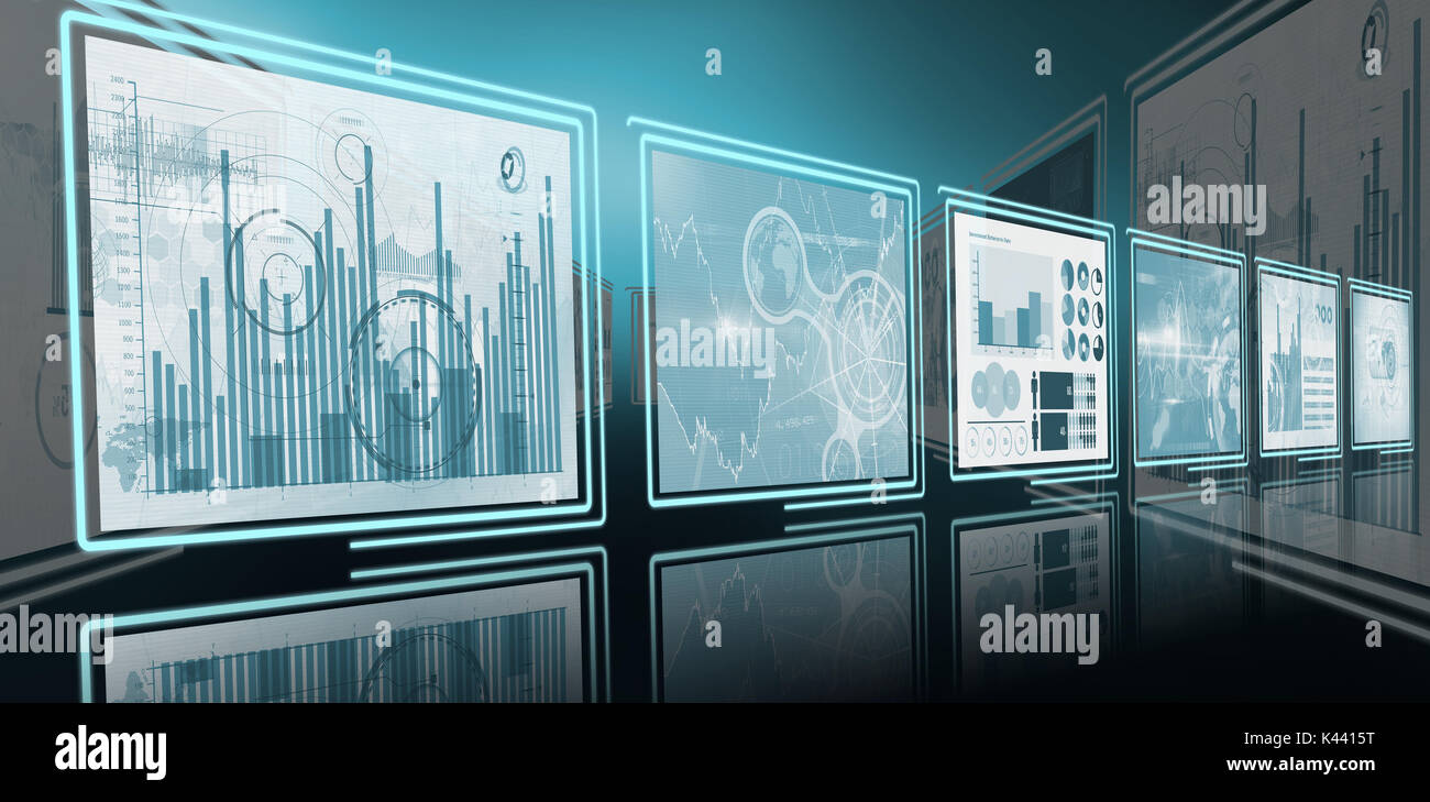 3d Digital composite image of business graphs and charts Stock Photo ...