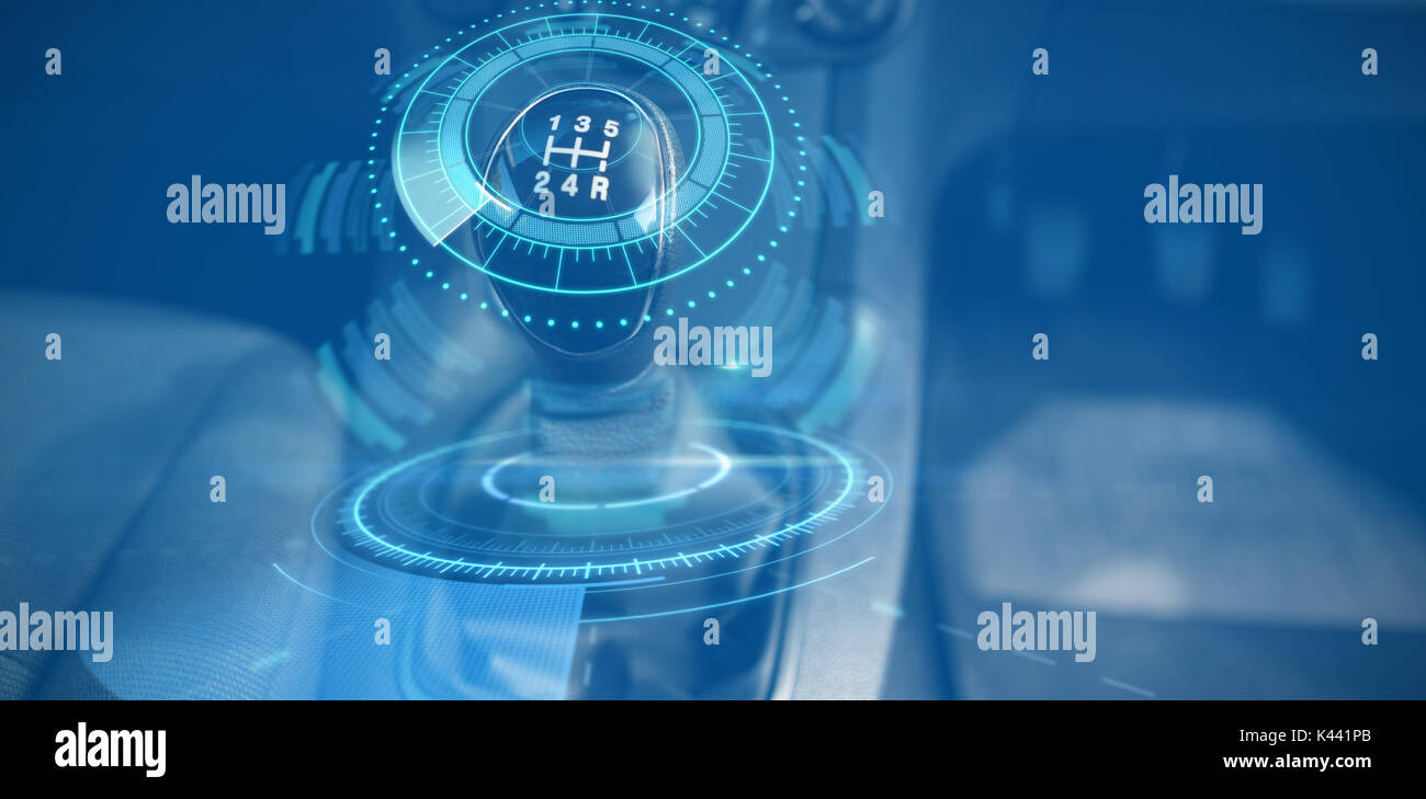 Interface of volume knob against close-up of car gear Stock Photo - Alamy