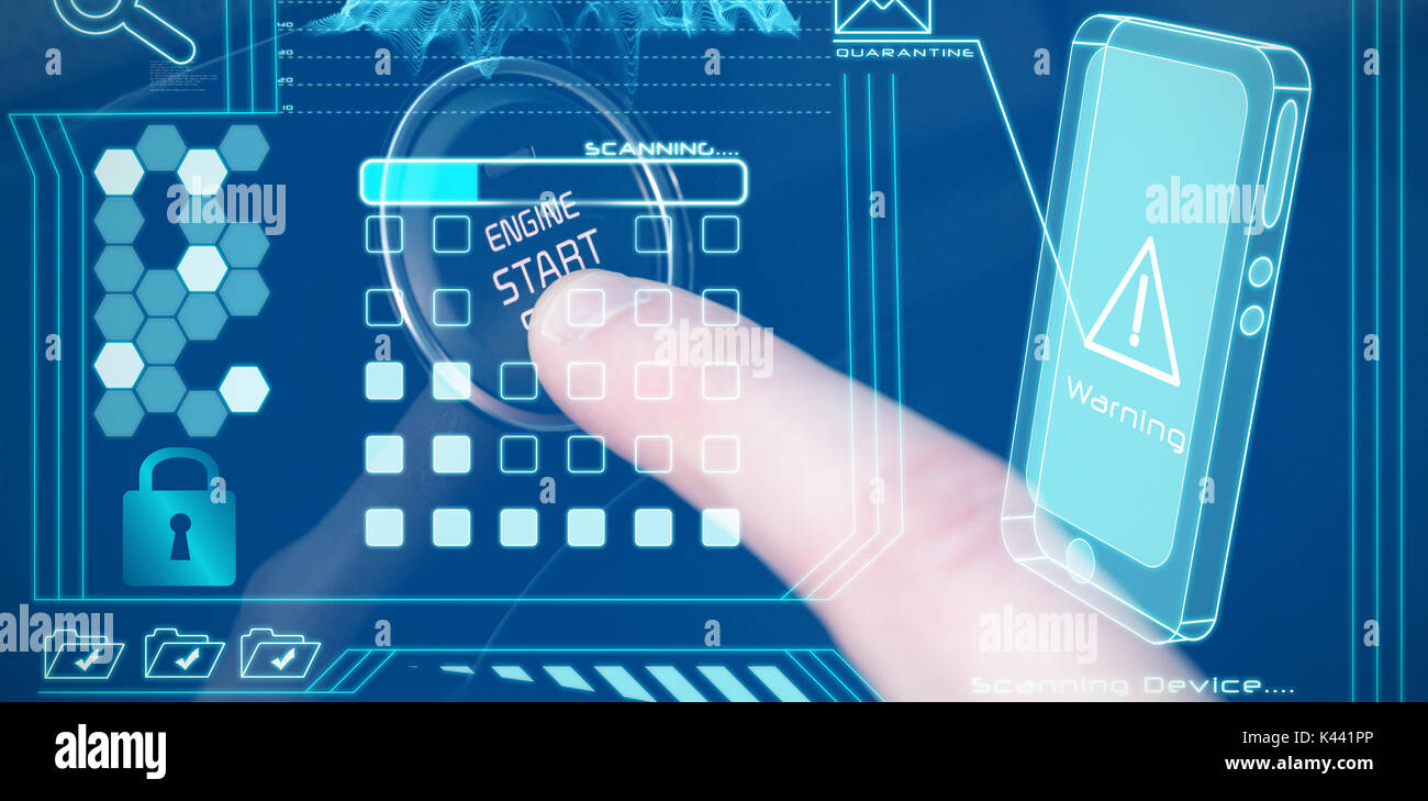 Security interface against cropped finger pressing car start button ...