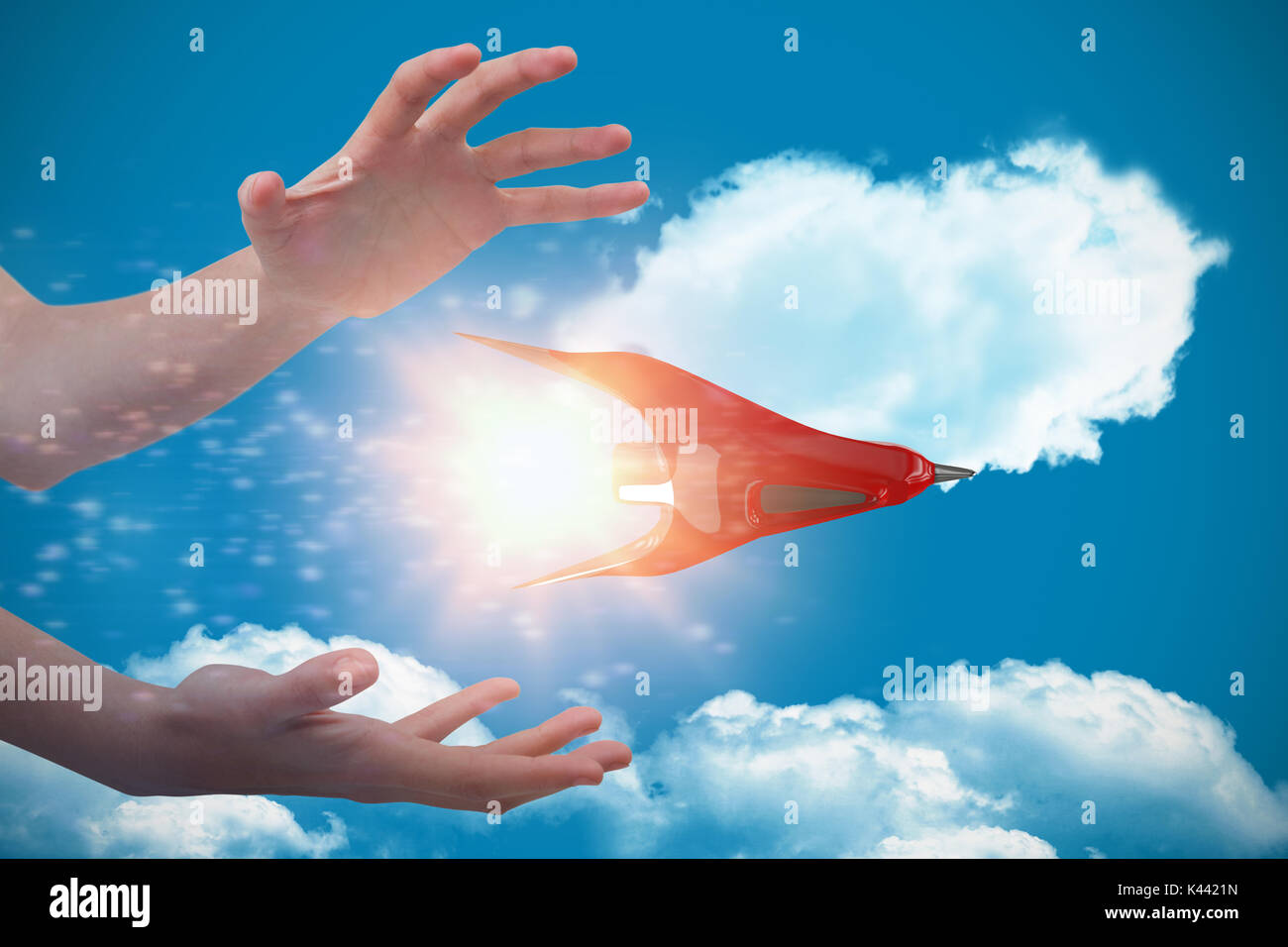 Hands gesturing against white background against royal blue Stock Photo ...