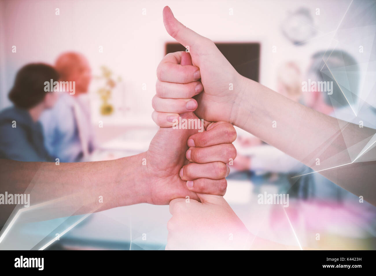 Composite image of cropped image of friends stacking fists Stock Photo ...