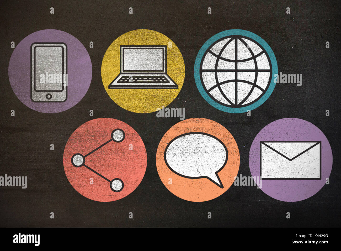 Mobile and computer icon against black Stock Photo - Alamy