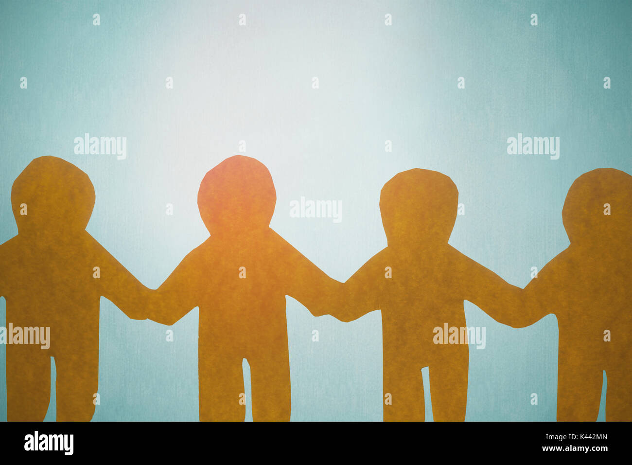 little yellow person against blue background Stock Photo - Alamy