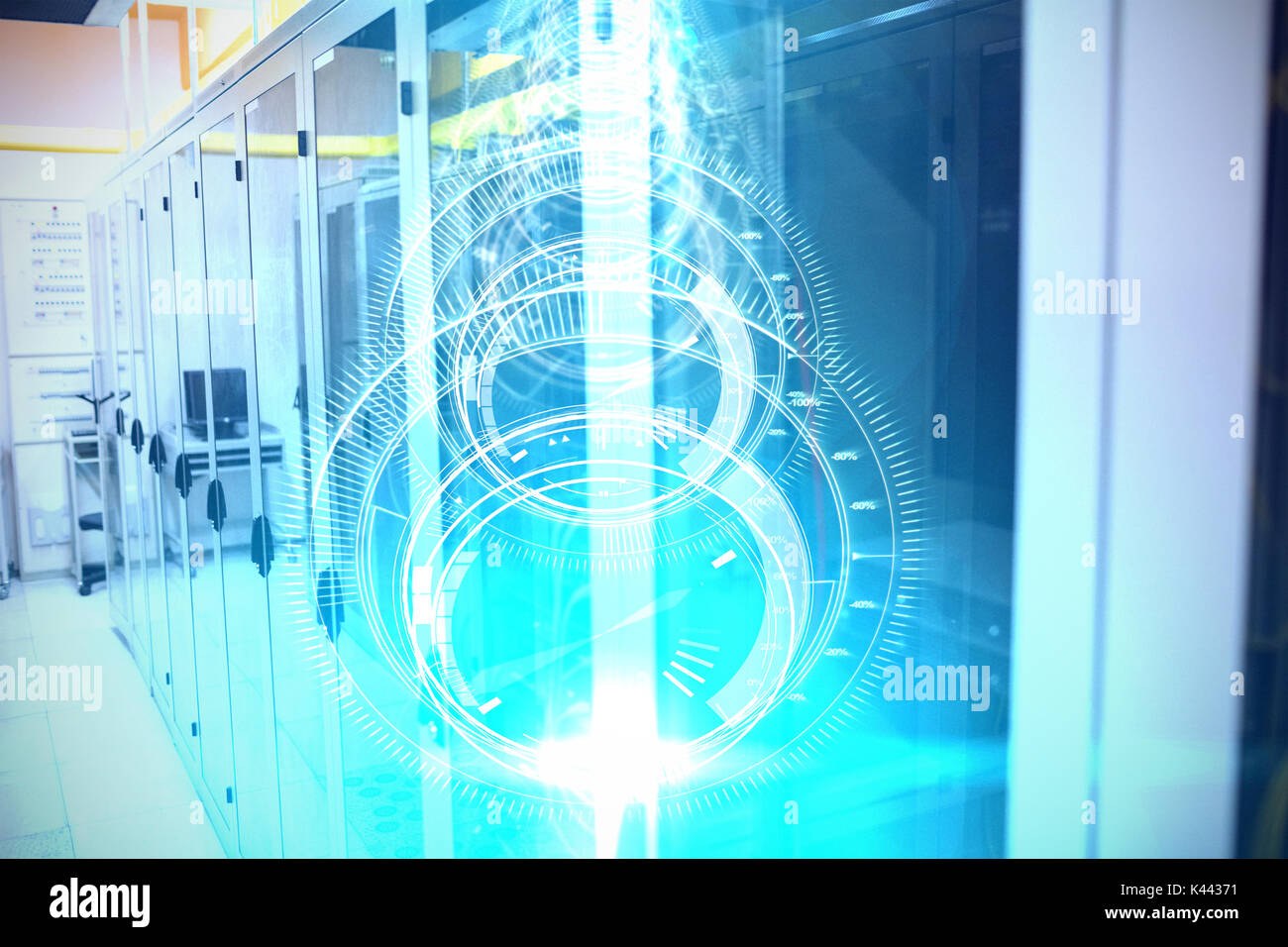 Several interface dial in dark blue background with light blue radiance ...