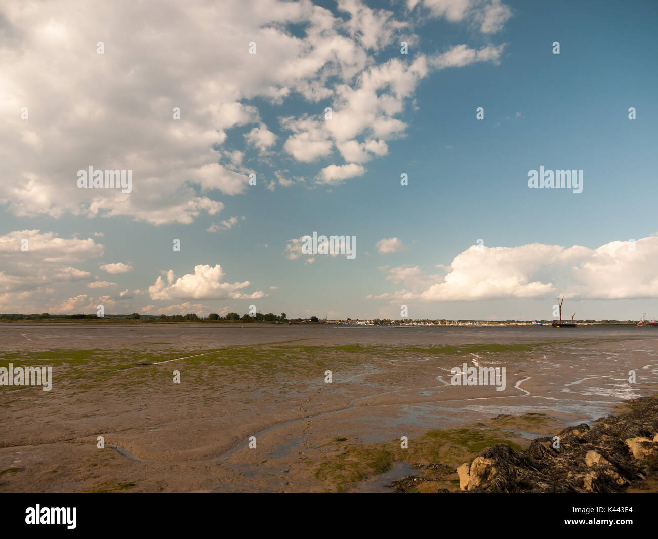 mud flat texture of earth landscape Maldon black water river tide out ...