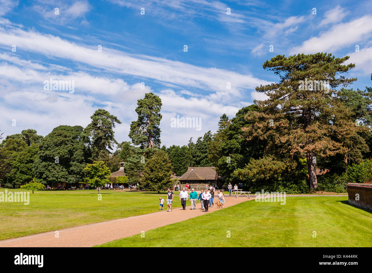 Visitors near entrance of Sandringham House and gardens at Sandringham ...