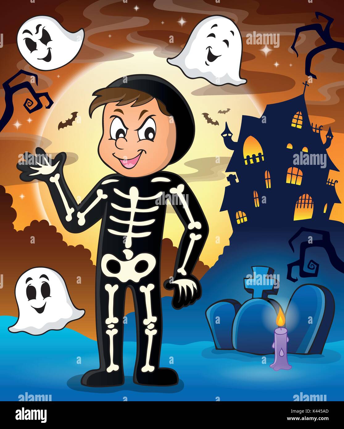 Boy in Halloween costume theme image 2 - eps10 vector illustration ...