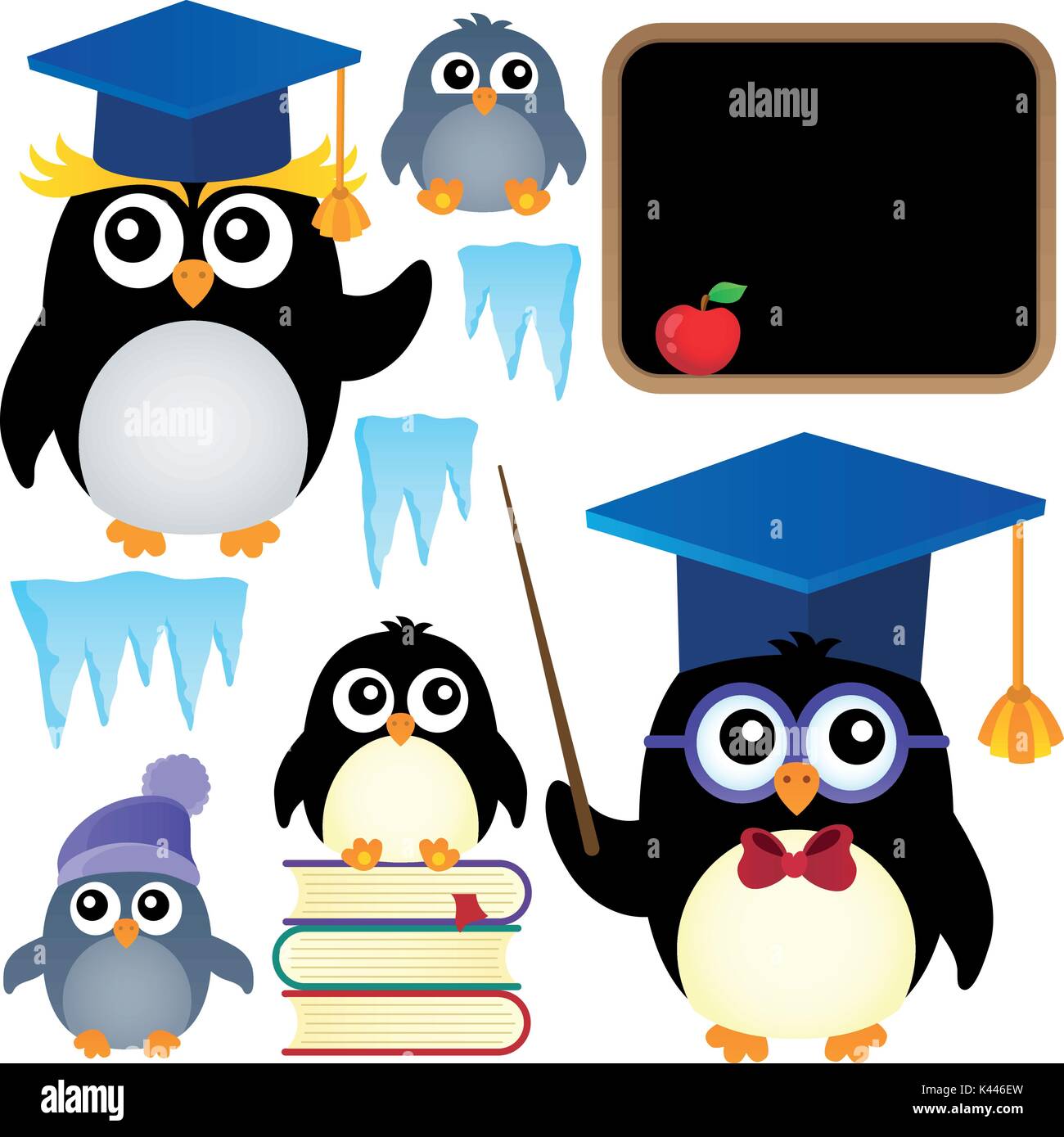 School penguins theme set 1 - eps10 vector illustration Stock Vector ...