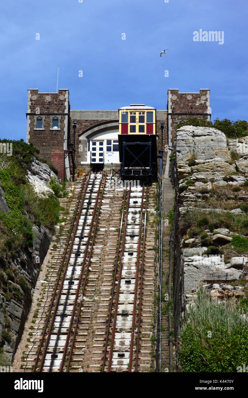 East Hill Lift funicular railway and Upper Station building above Old ...