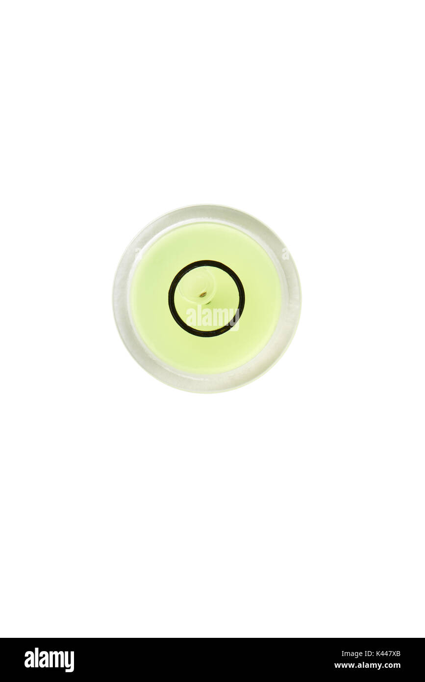 Closeup of round shape bubble level measuring tool, isolated on white ...