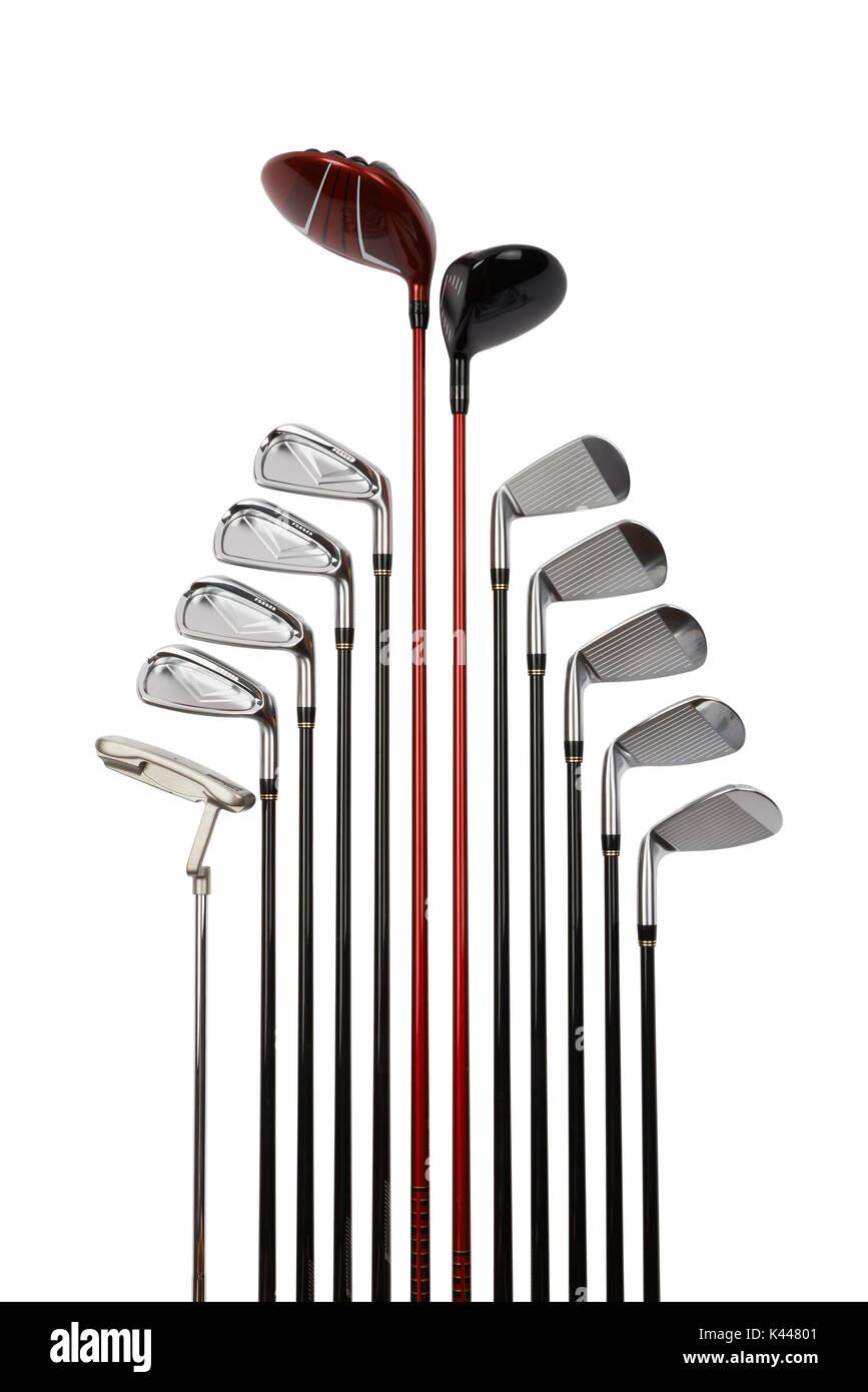 Golf club set from driver to wedge and putter, isolated on white Stock ...