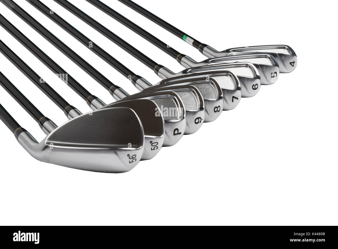 Golf club set from iron 4 to wedge, isolated on white Stock Photo - Alamy