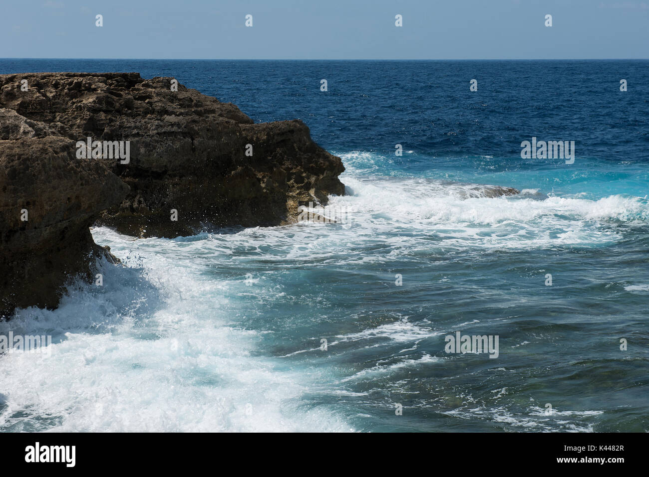 Rocky coastline and sea. Blue hole and the collapsed Azure window in ...