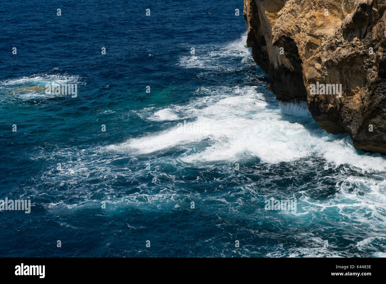 Rocky coastline and sea. Blue hole and the collapsed Azure window in ...