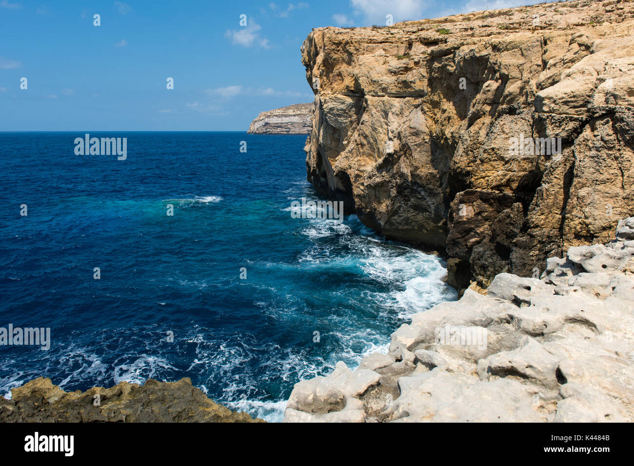 Rocky coastline and sea. Blue hole and the collapsed Azure window in ...