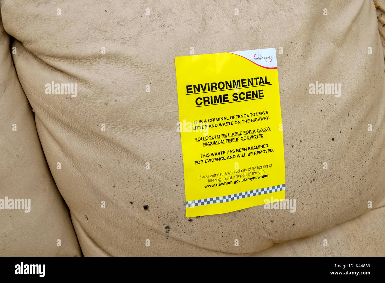 Notice from Newham Council about Fly tipping on the street ...