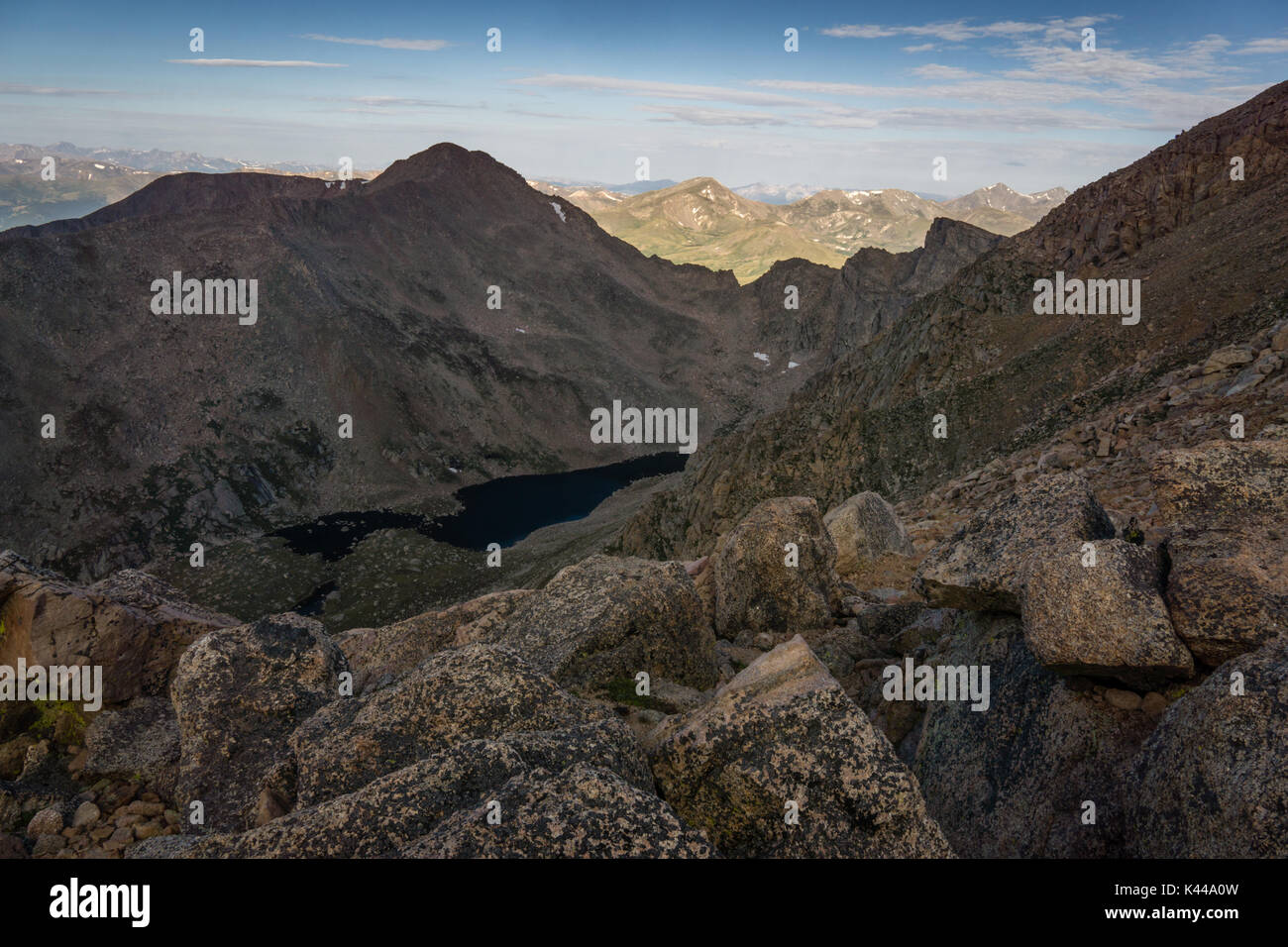 From Mount Evans, a view on the sawtooth ridge to Mount Bierstadt Stock ...