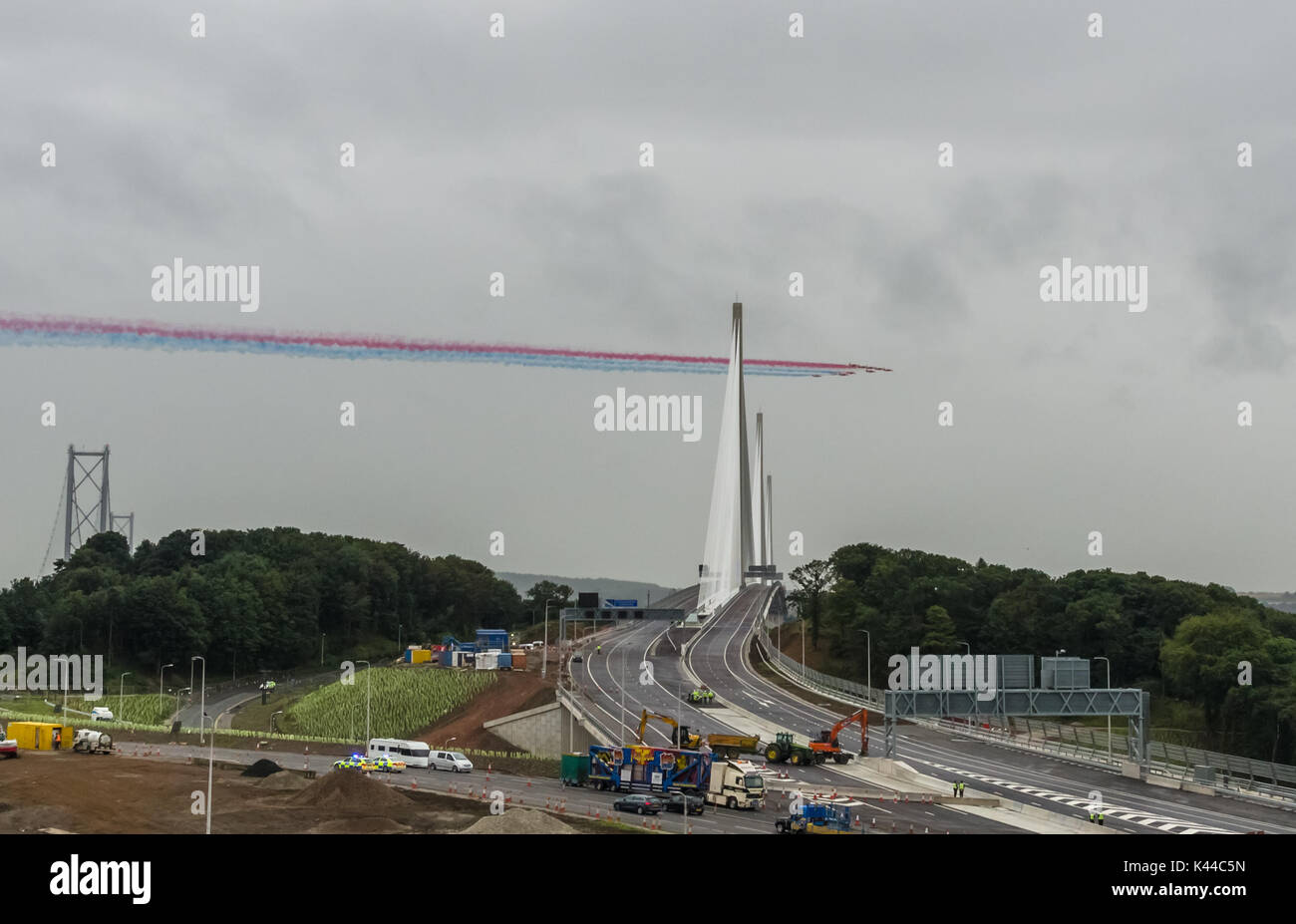 The Red Arrows Fly past both road bridges to commemorate the opening of ...