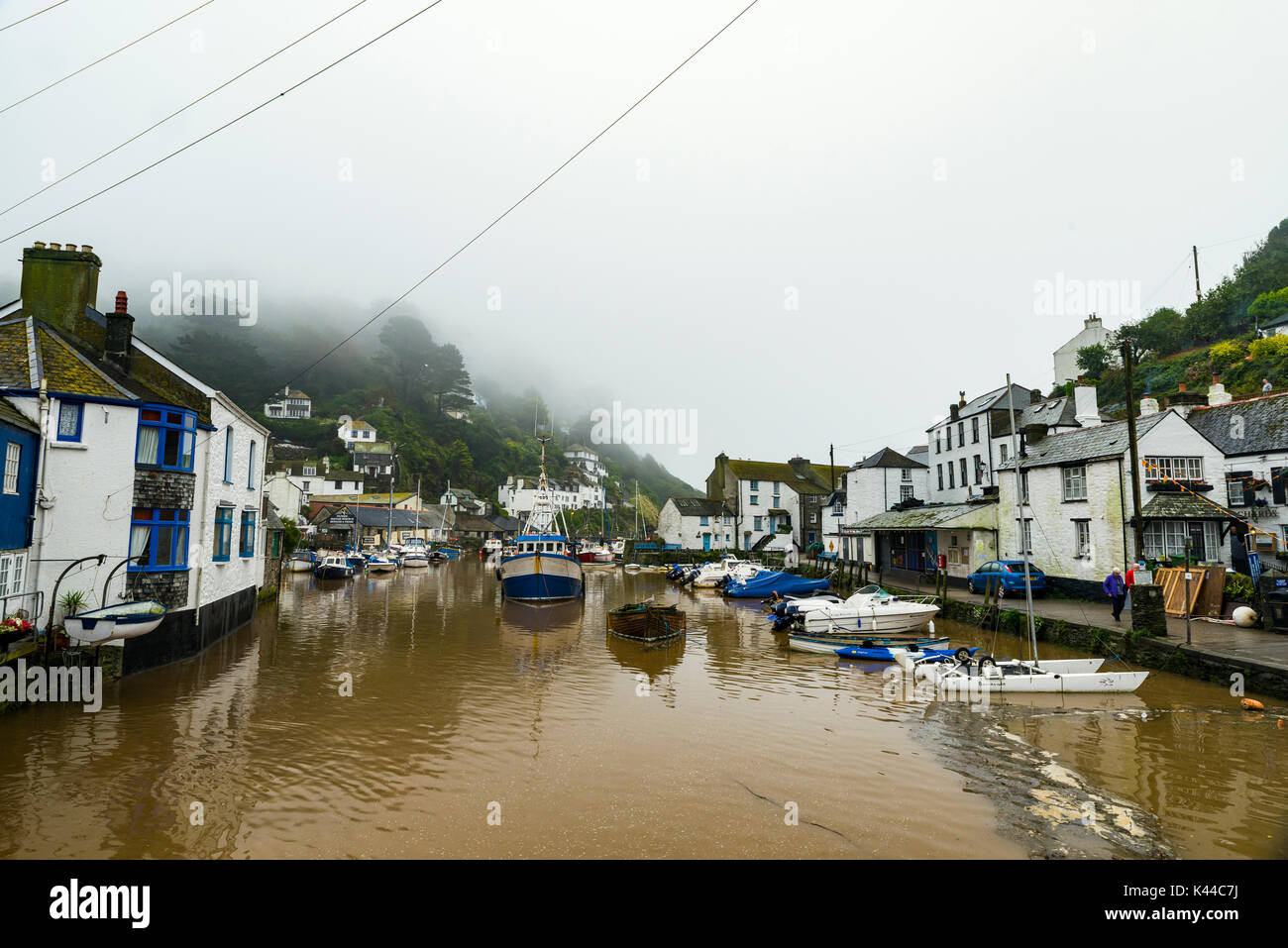 Polperro, Cornwall. September 3rd, After the rain and flooding Polperro ...