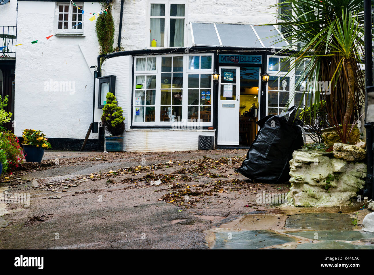 Polperro, Cornwall. September 3rd, After the rain and flooding Polperro ...