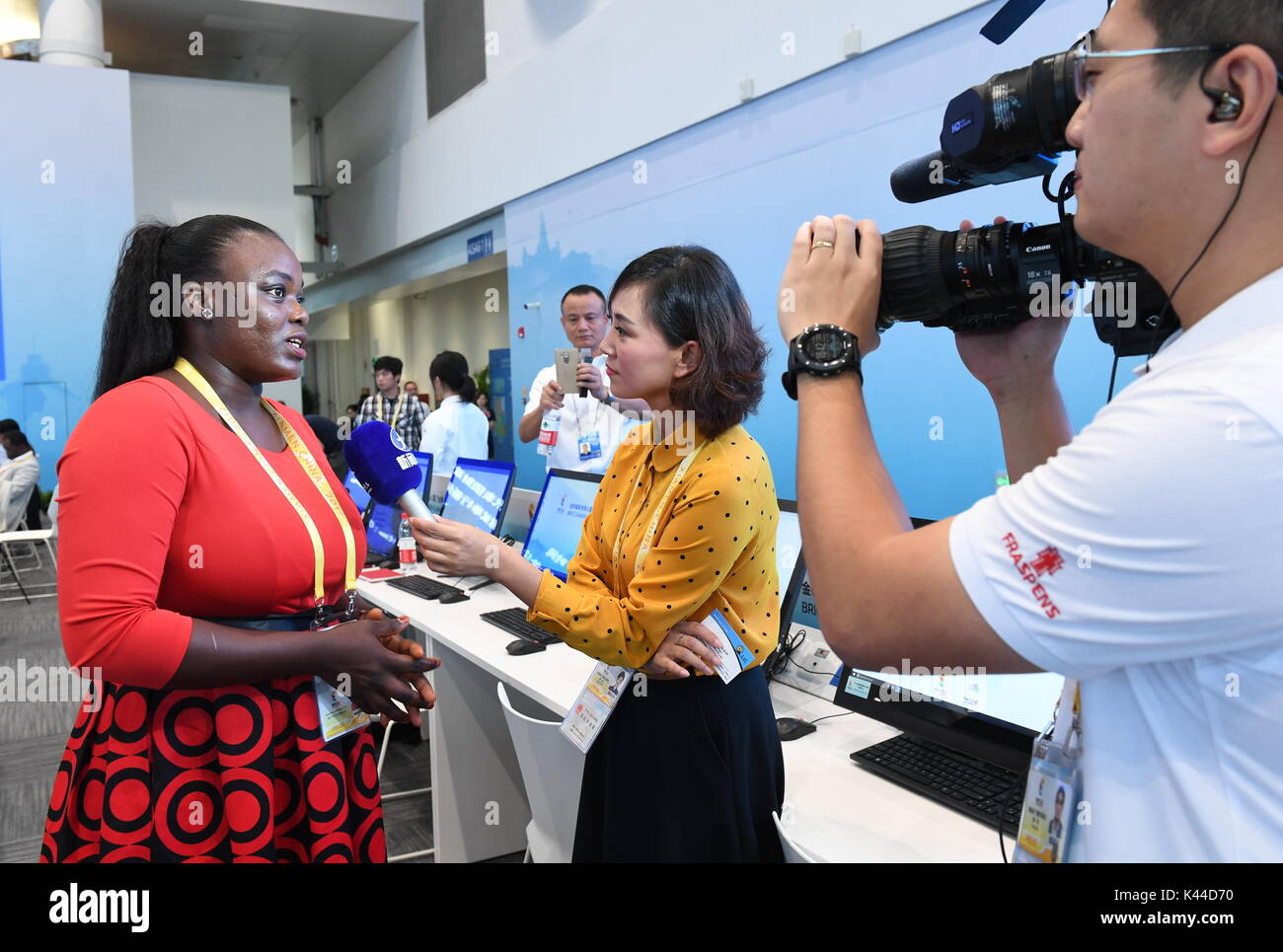 Xiamen, China's Fujian Province. 3rd Sep, 2017. A reporter from Africa ...