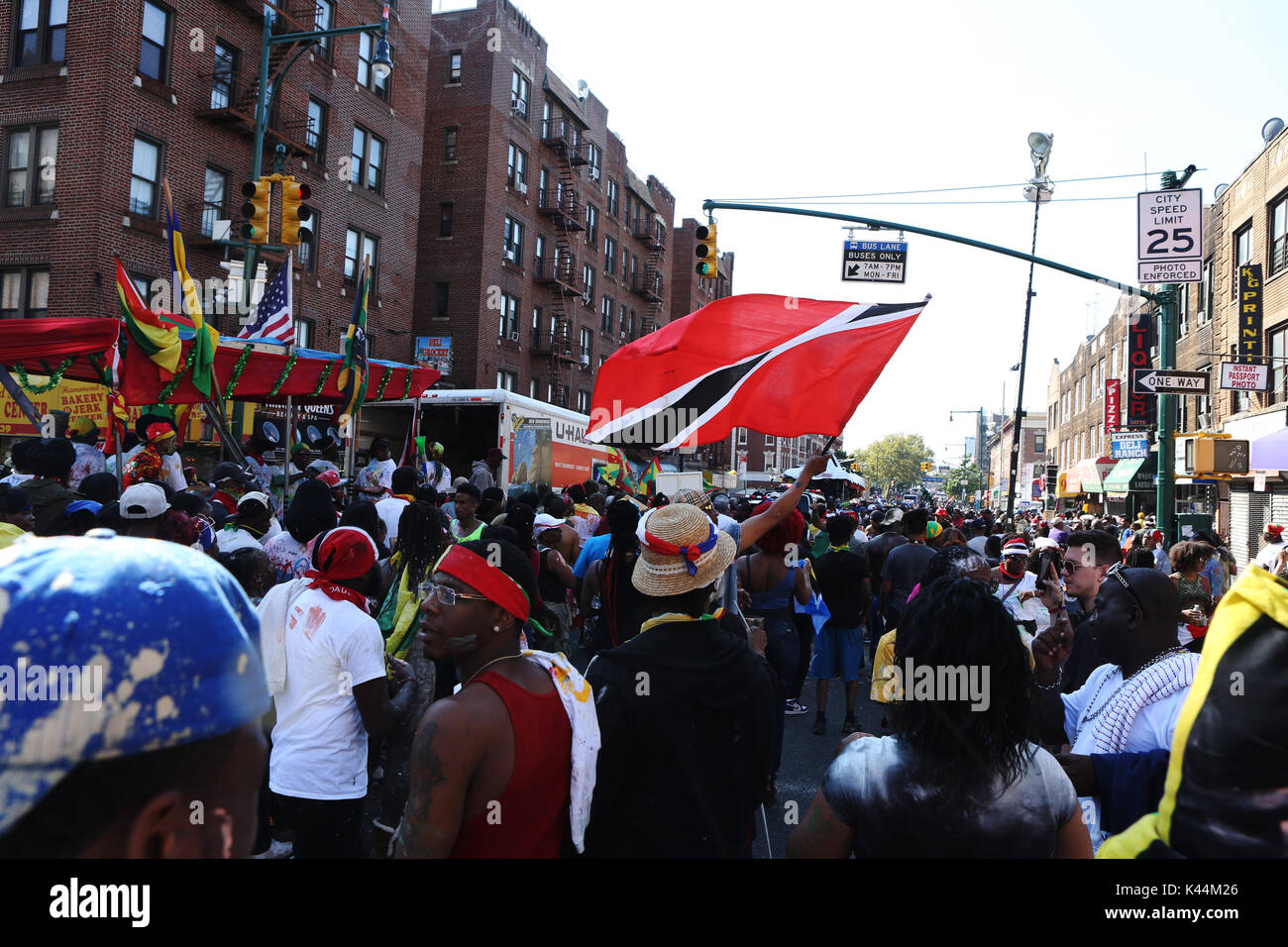 Brooklyn, USA. 4th Sept, 2017. People masquerade and dance to soca ...