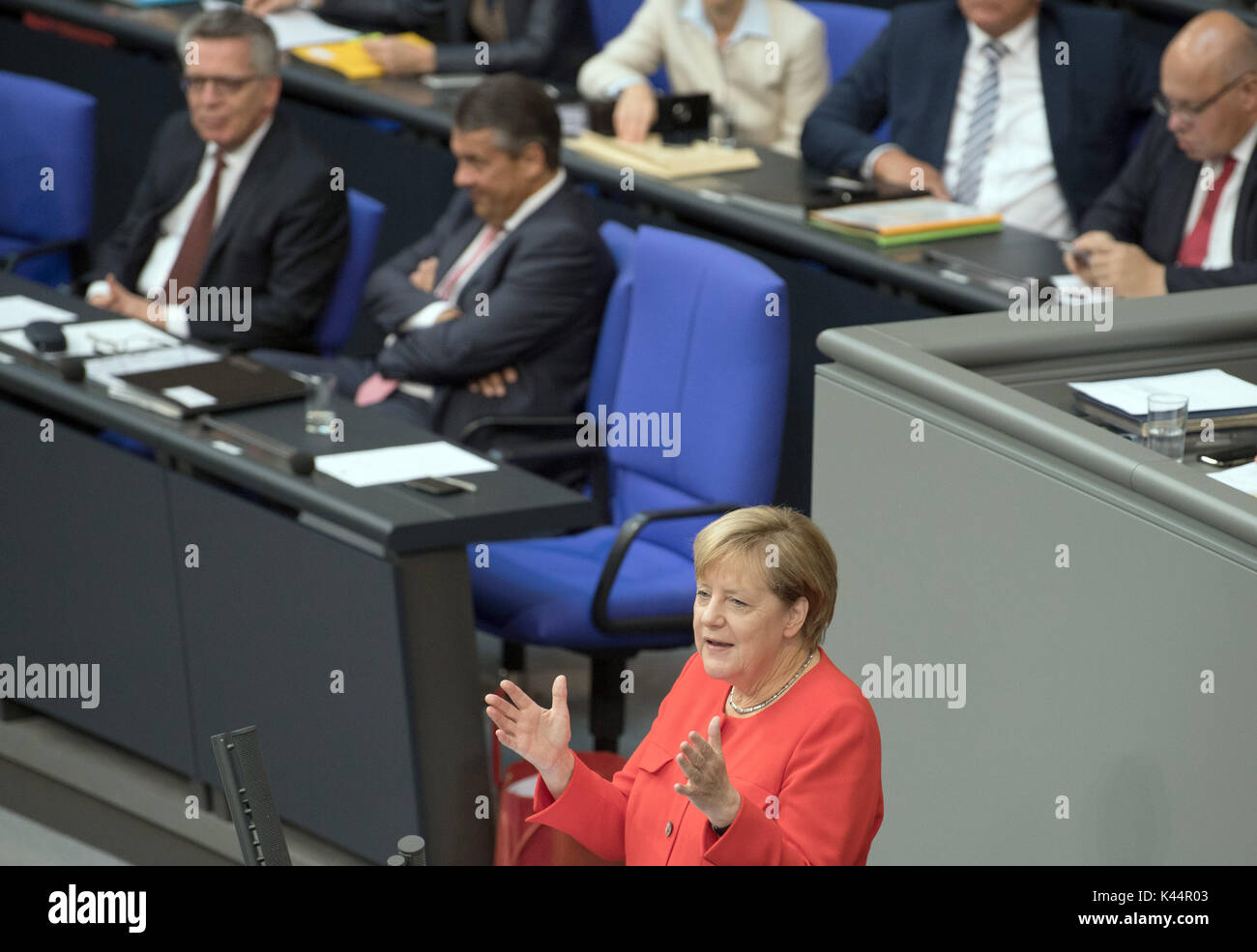 Berlin, Germany. 5th Sep, 2017. German chancellor Angela Merkel speaks ...