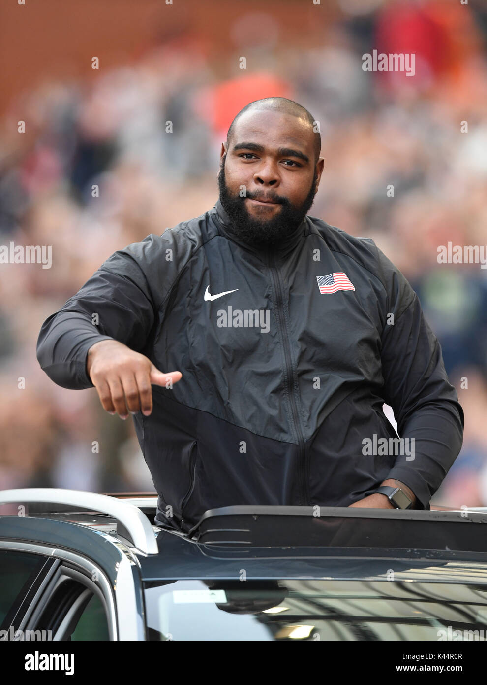 Darrell Hill (USA) arrives to the 42nd Memorial Van Damme in an IAAF Diamond League meet at King ...