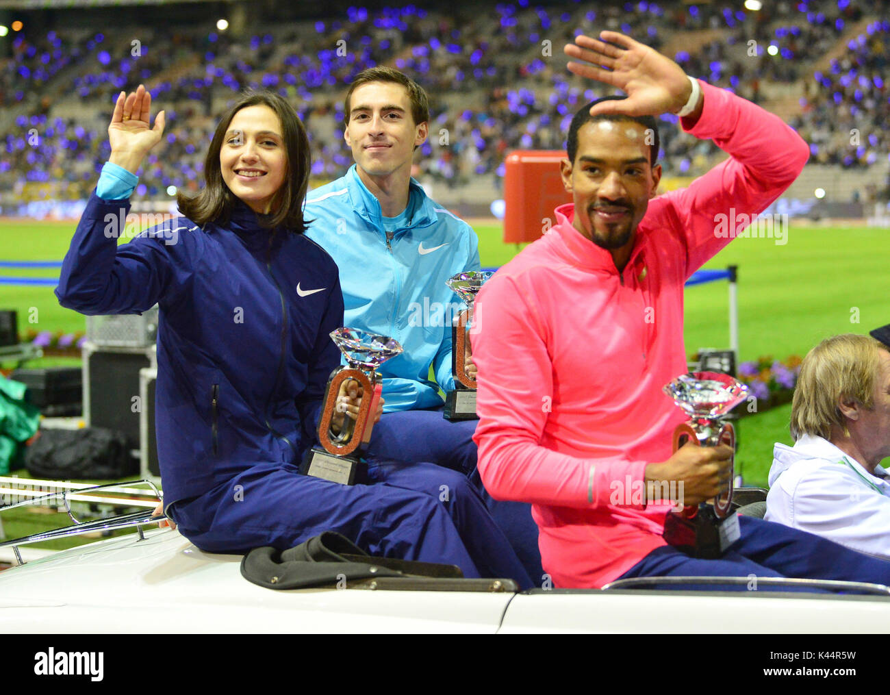 Christian Taylor (USA), Sergey Shubenkov (RUS) and Mariya Lasitskene ...