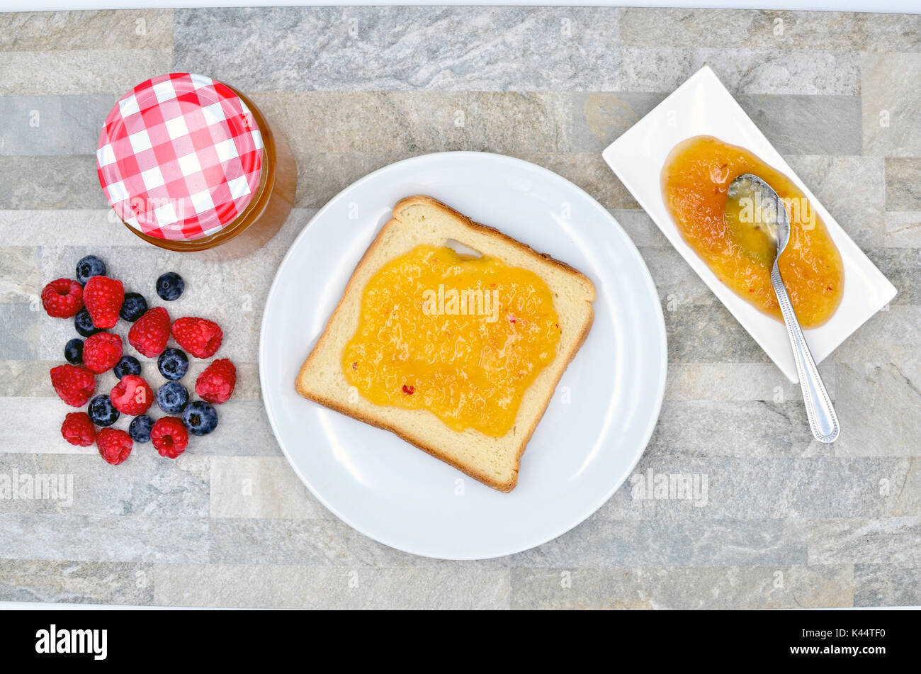 glass jars with jam and bread Stock Photo - Alamy