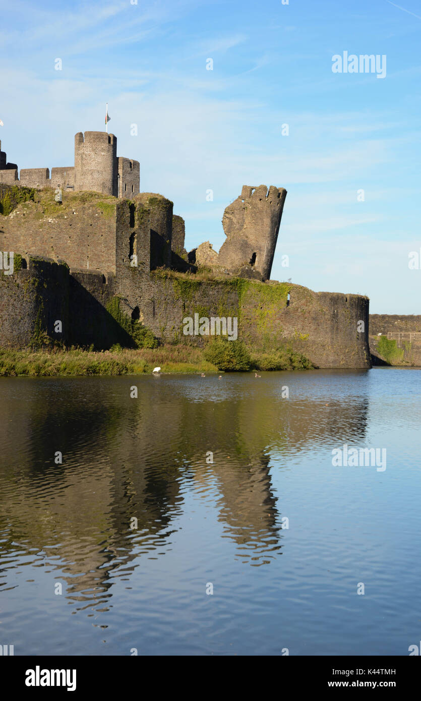 The 13th Century castle in Caerphilly, Wales, which is the second ...
