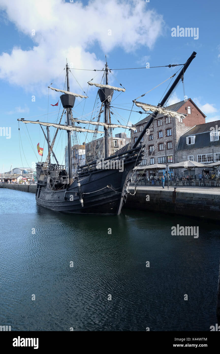 spanish galleon sail training ship in plymouths sutton harbour and the ...