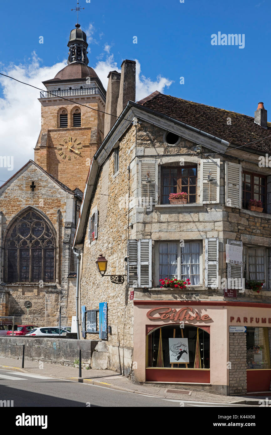 The église Saint-Just / Church of St Just in the town Arbois, commune ...