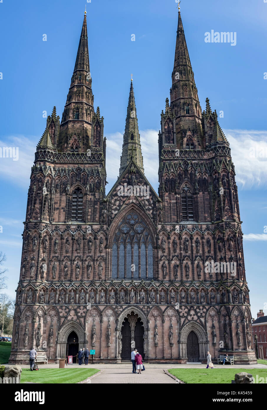 Lichfield Cathedral is situated in Lichfield, Staffordshire, England ...