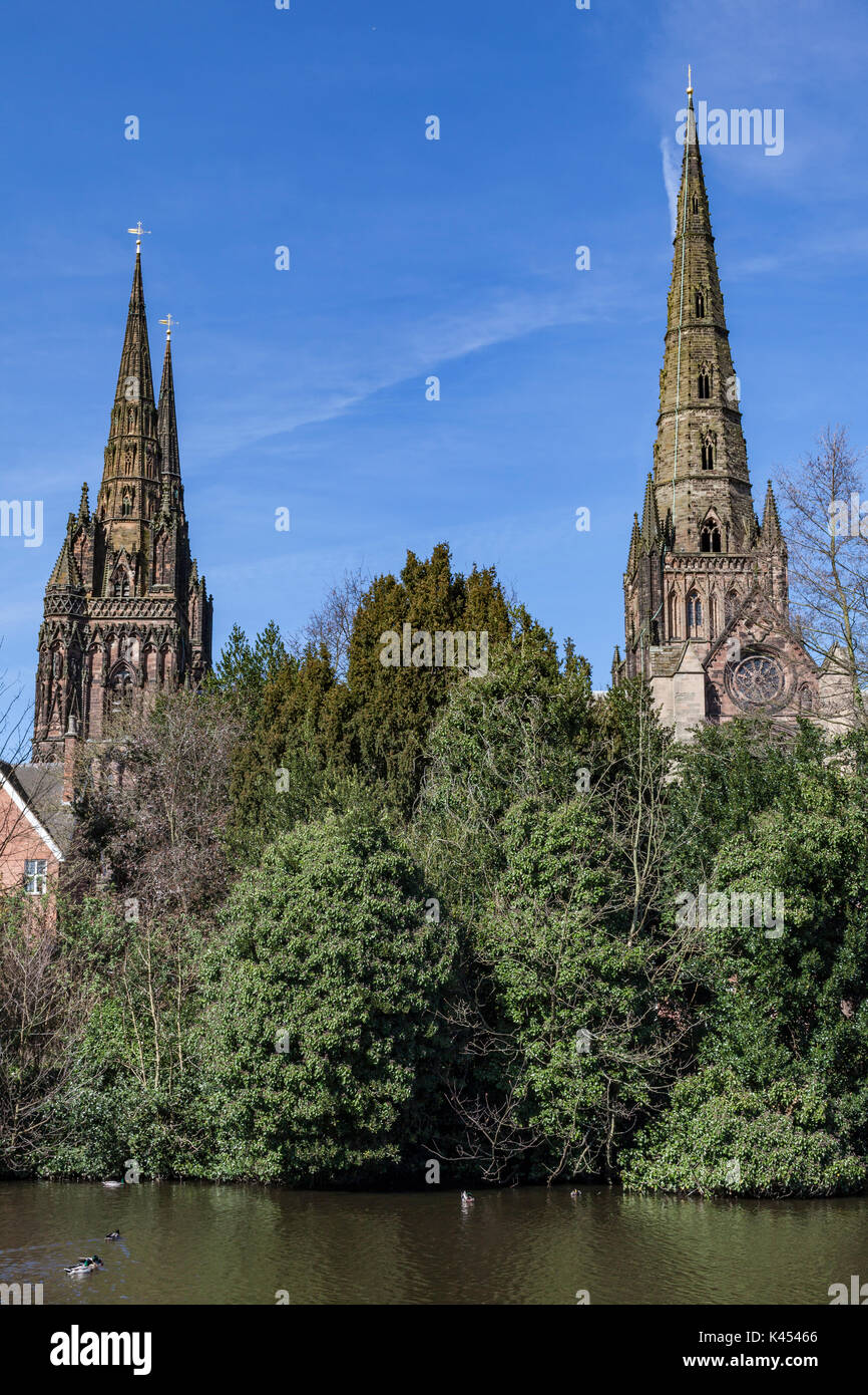 Lichfield Cathedral is situated in Lichfield, Staffordshire, England ...