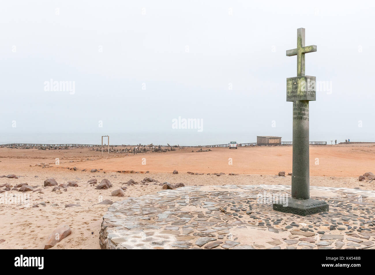 CAPE CROSS, NAMIBIA - JUNE 29, 2017: A replica of the cross planted by ...