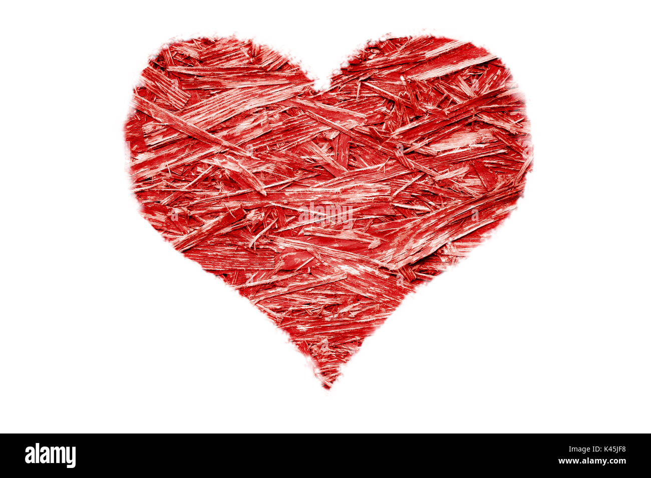 Heart shaped colorful bright red compressed recycled compressed wood ...