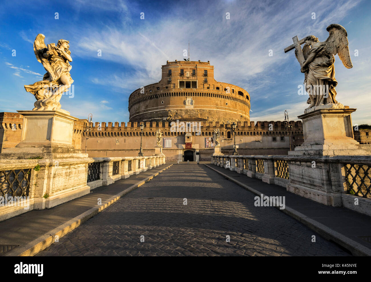 St. Angelo Bridge, Rome, Lazio. The Mausoleum of Hadrian or Castel Sant ...