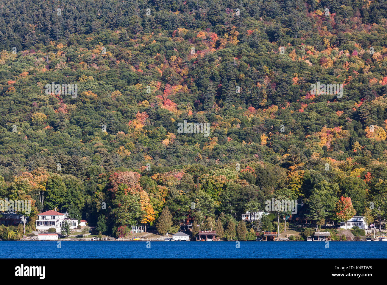 USA, New York, Adirondack Mountains, Lake George, autumn Stock Photo ...