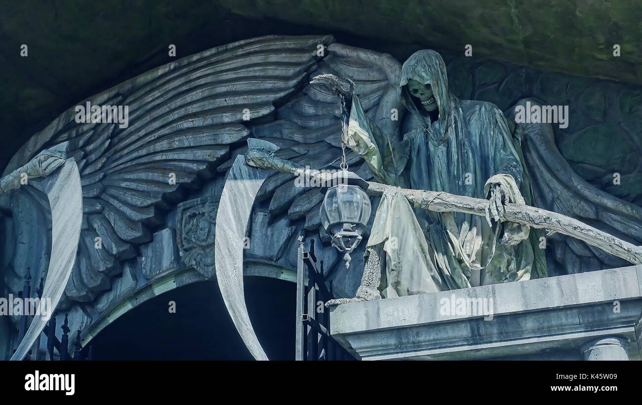 Death and braid. Terrible castle death with a scythe stone horror film ...