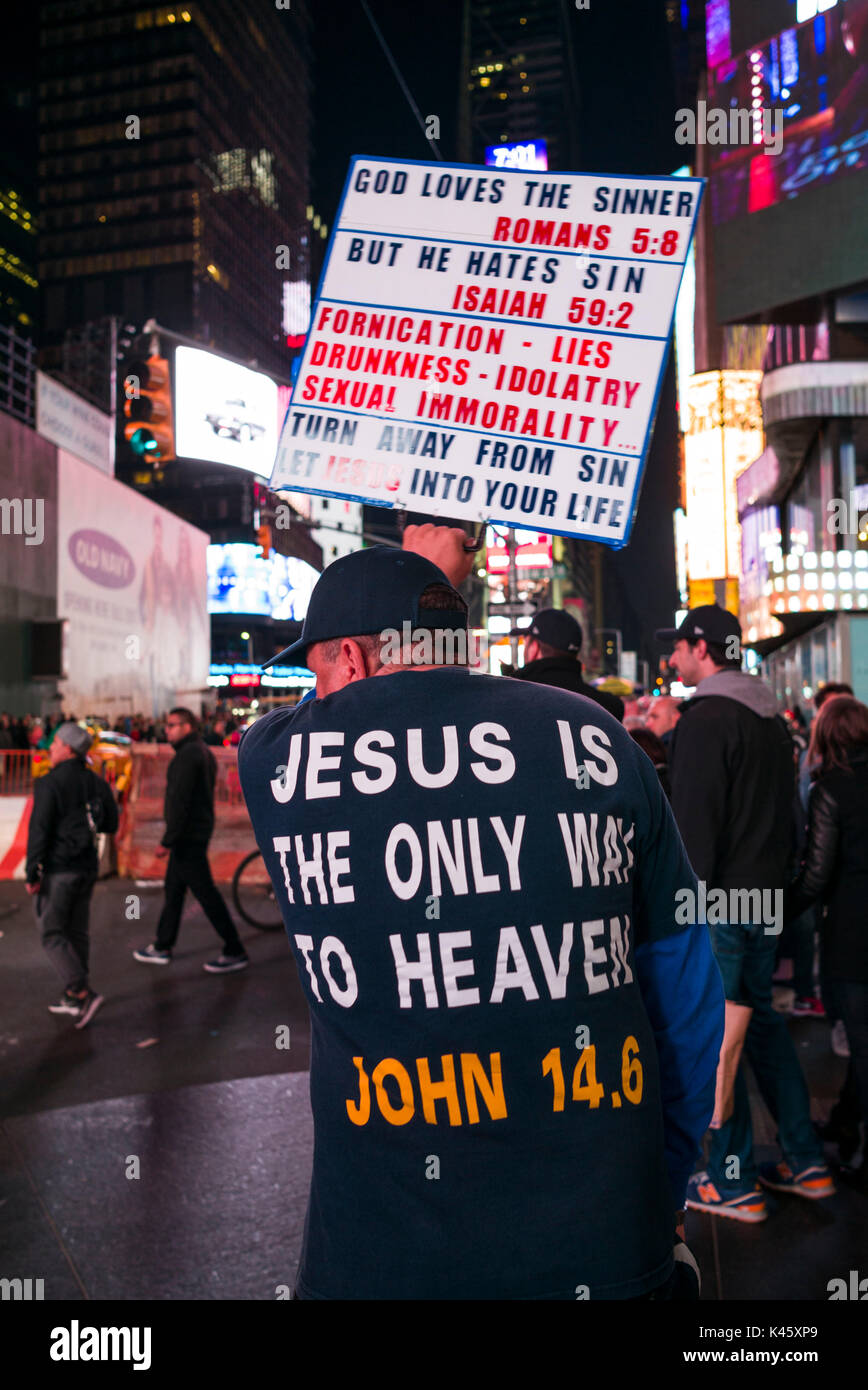 Times square religious person hi-res stock photography and images - Alamy
