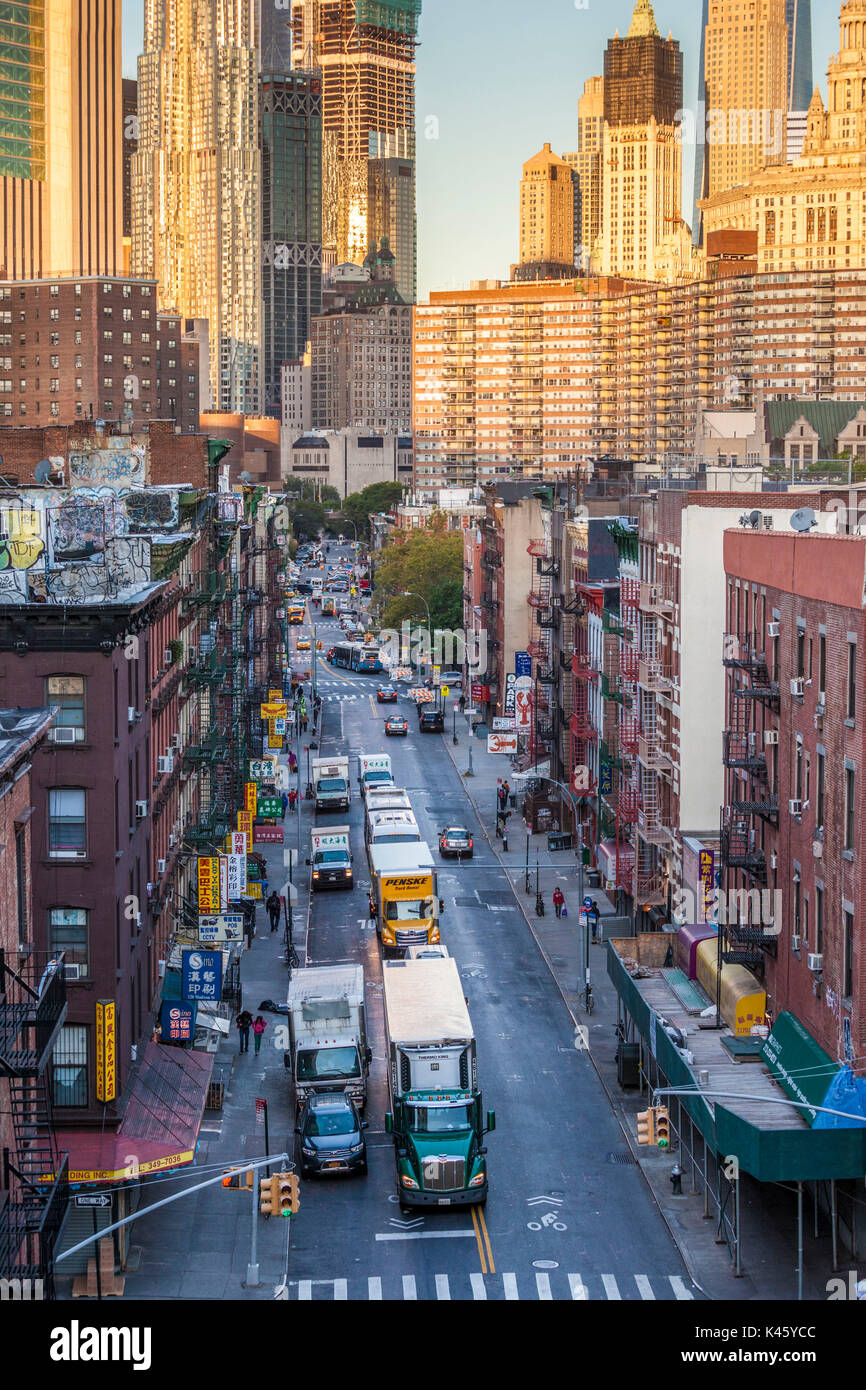 USA, New York, New York City, Lower Manhattan, Chinatown street ...