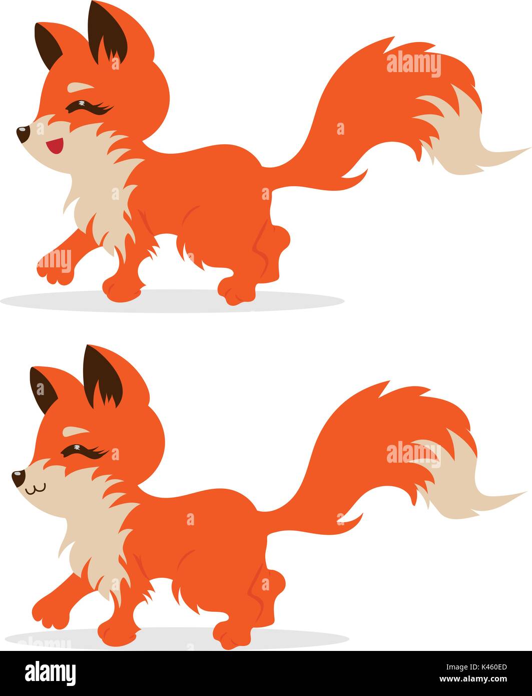 An illustration with two cheerful foxes on white background. Isolated ...