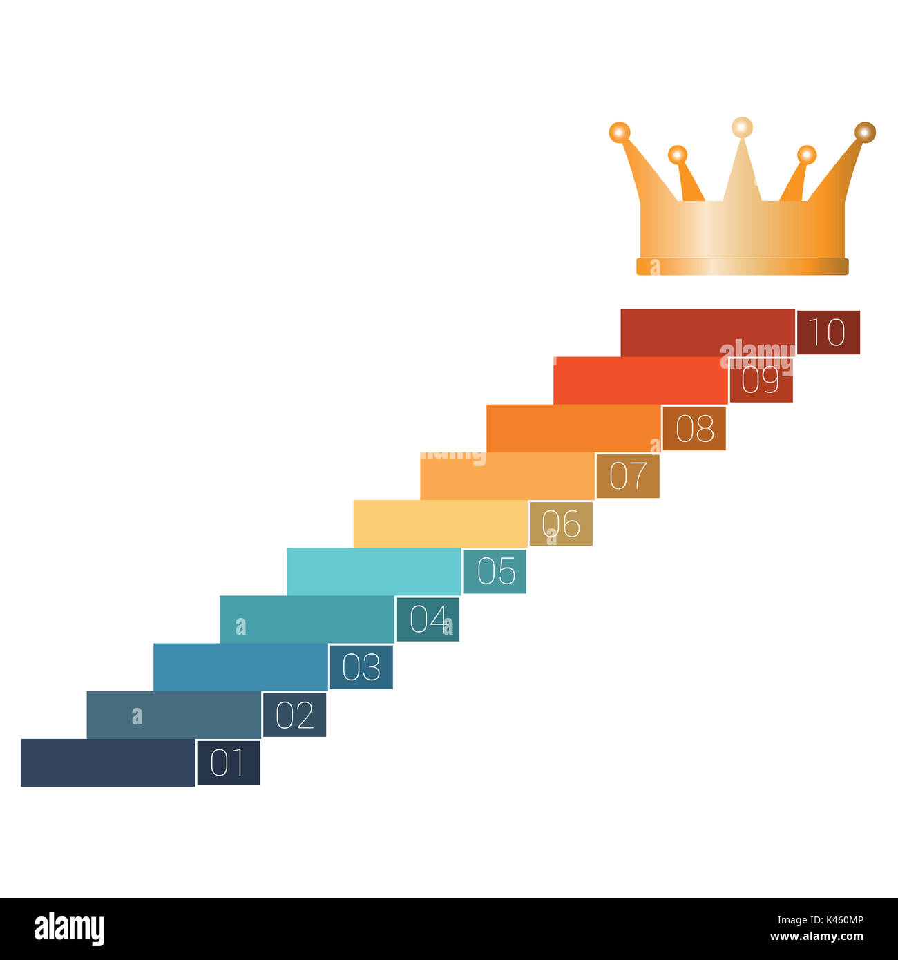 Ten steps to crown. Template infographics for 10 positions. White ...