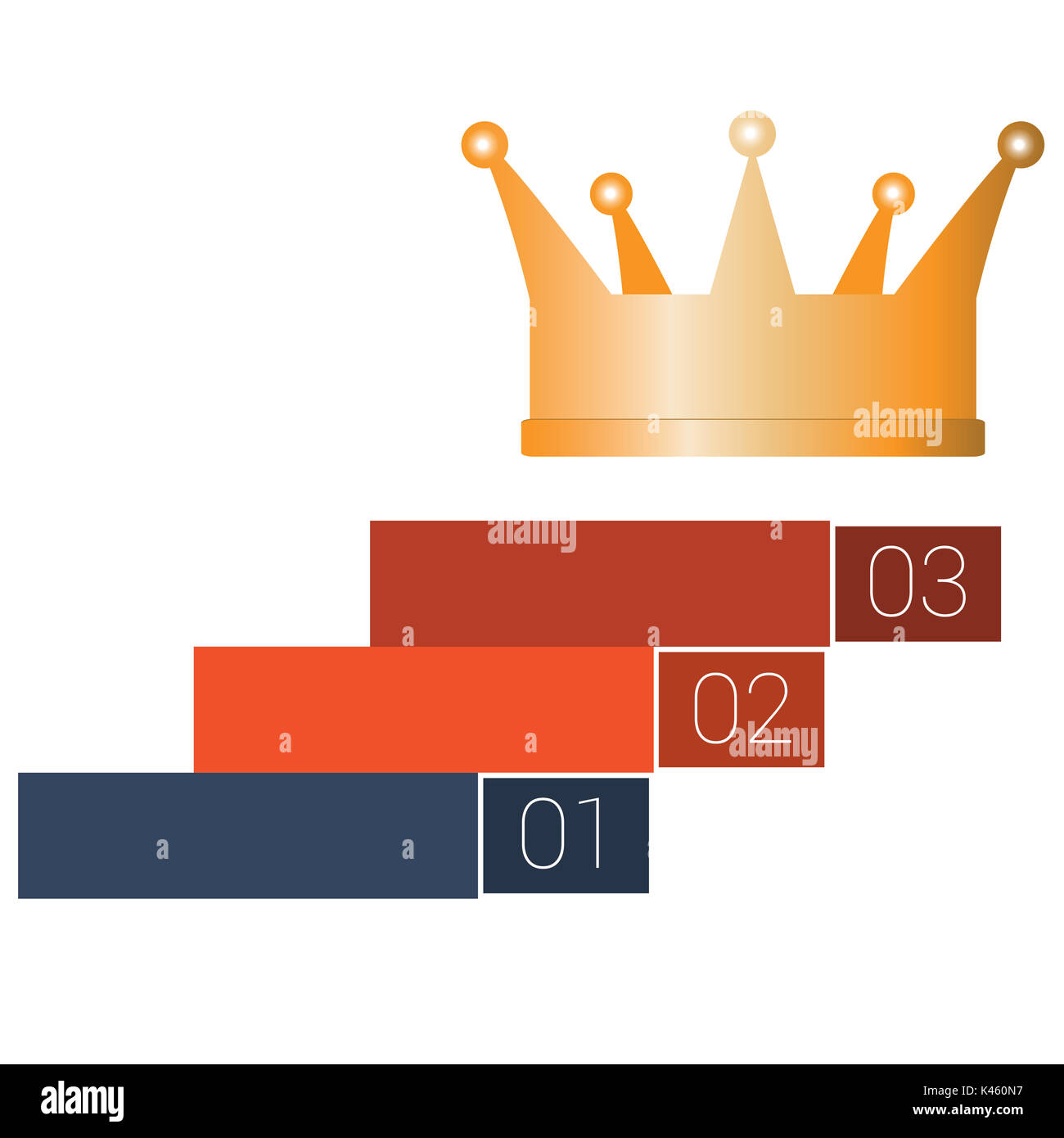 Three steps to crown. Template infographics for 3 positions. White ...