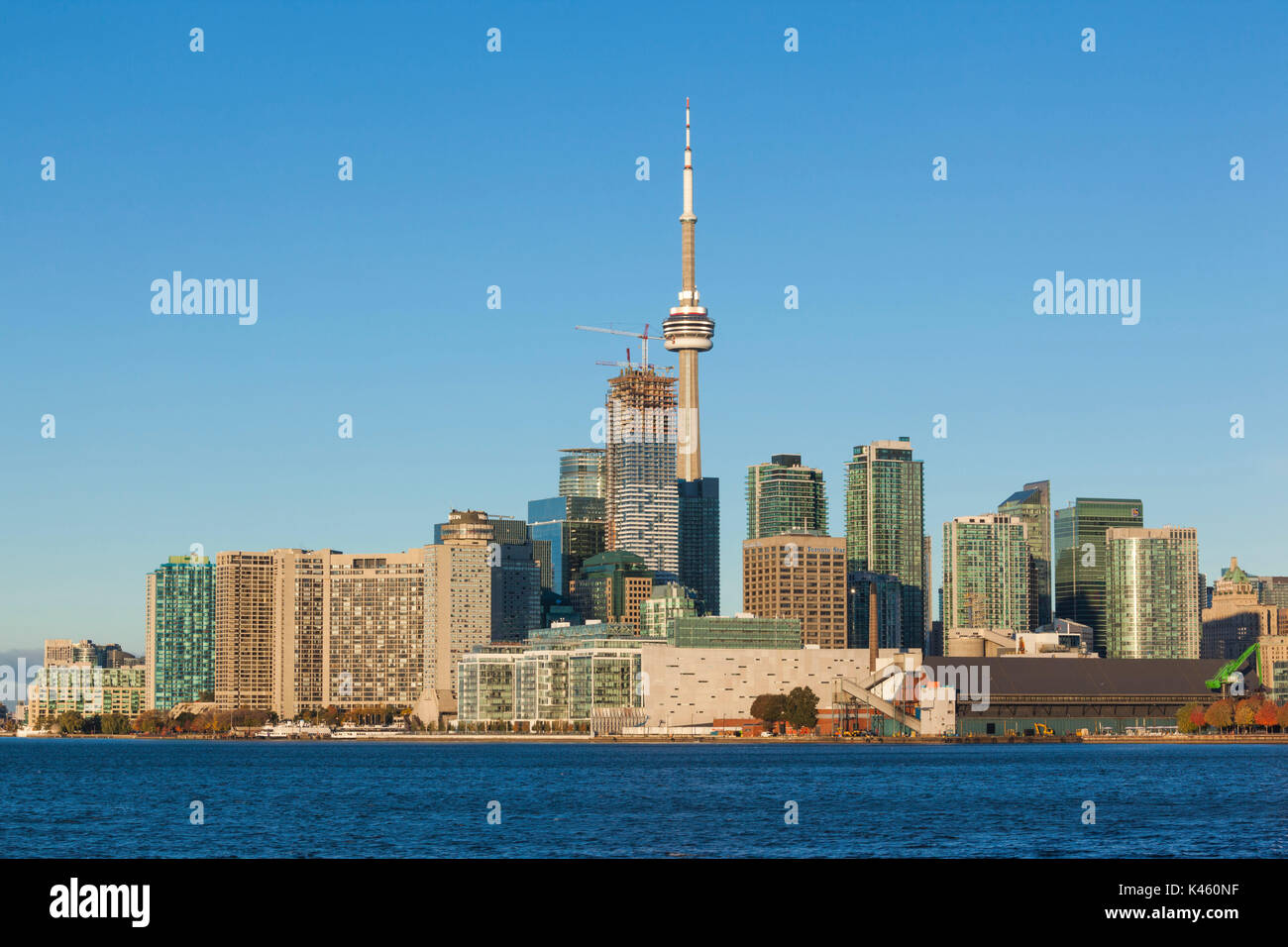 Canada, Ontario, Toronto, skyline from Polson Pier, morning Stock Photo ...