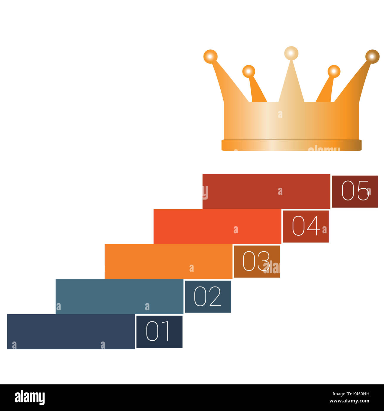 Five steps to crown. Template infographics for 5 positions. White ...