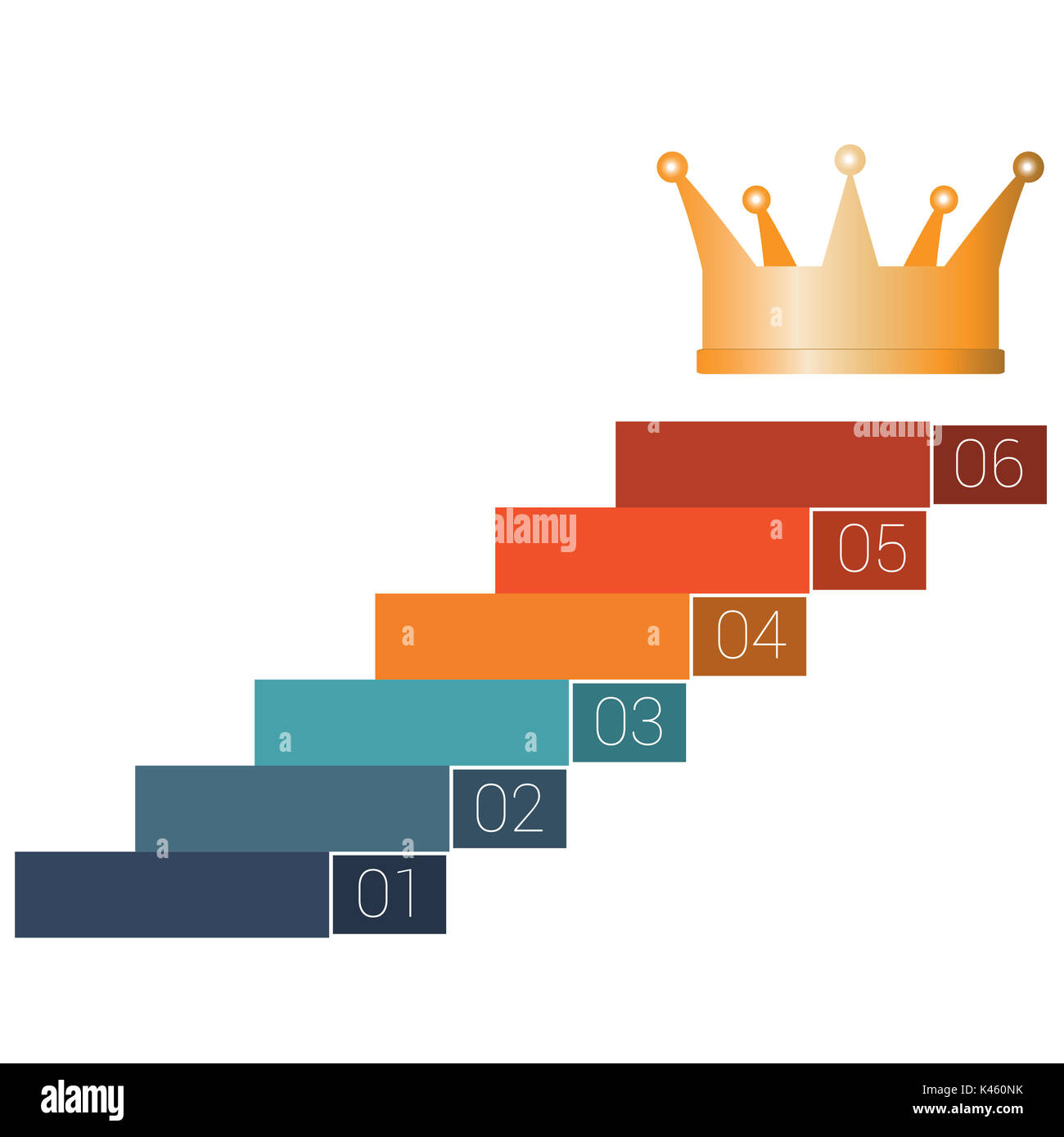 Six steps to crown. Template infographics for 6 positions. White ...